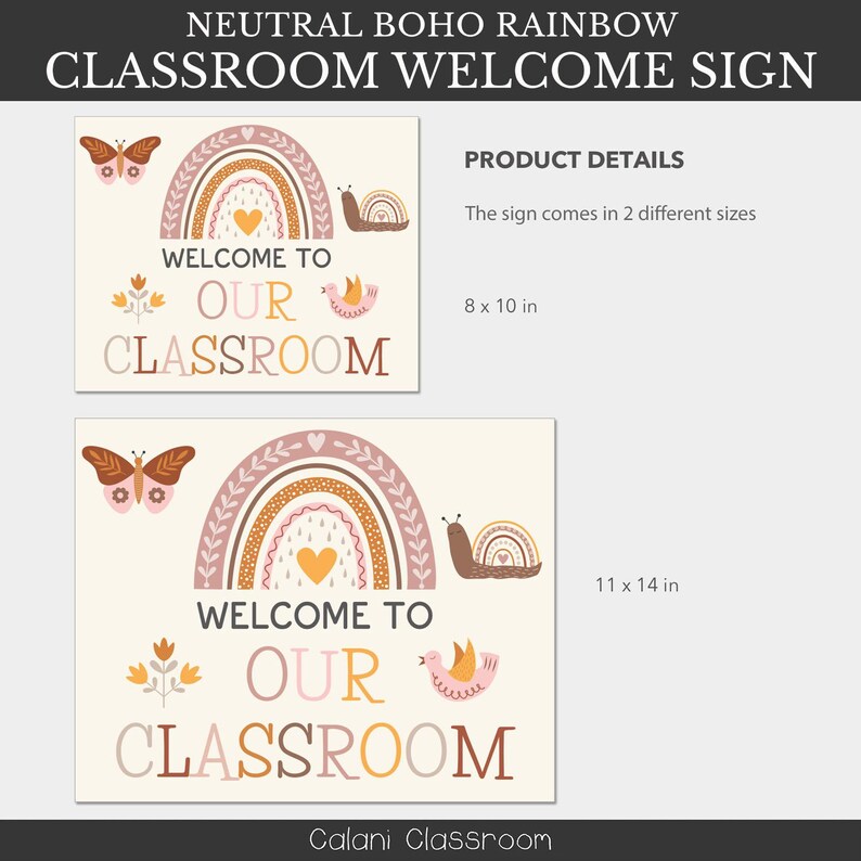 Classroom Welcome Sign, Boho Rainbow Classroom Door Sign, Welcome to ...