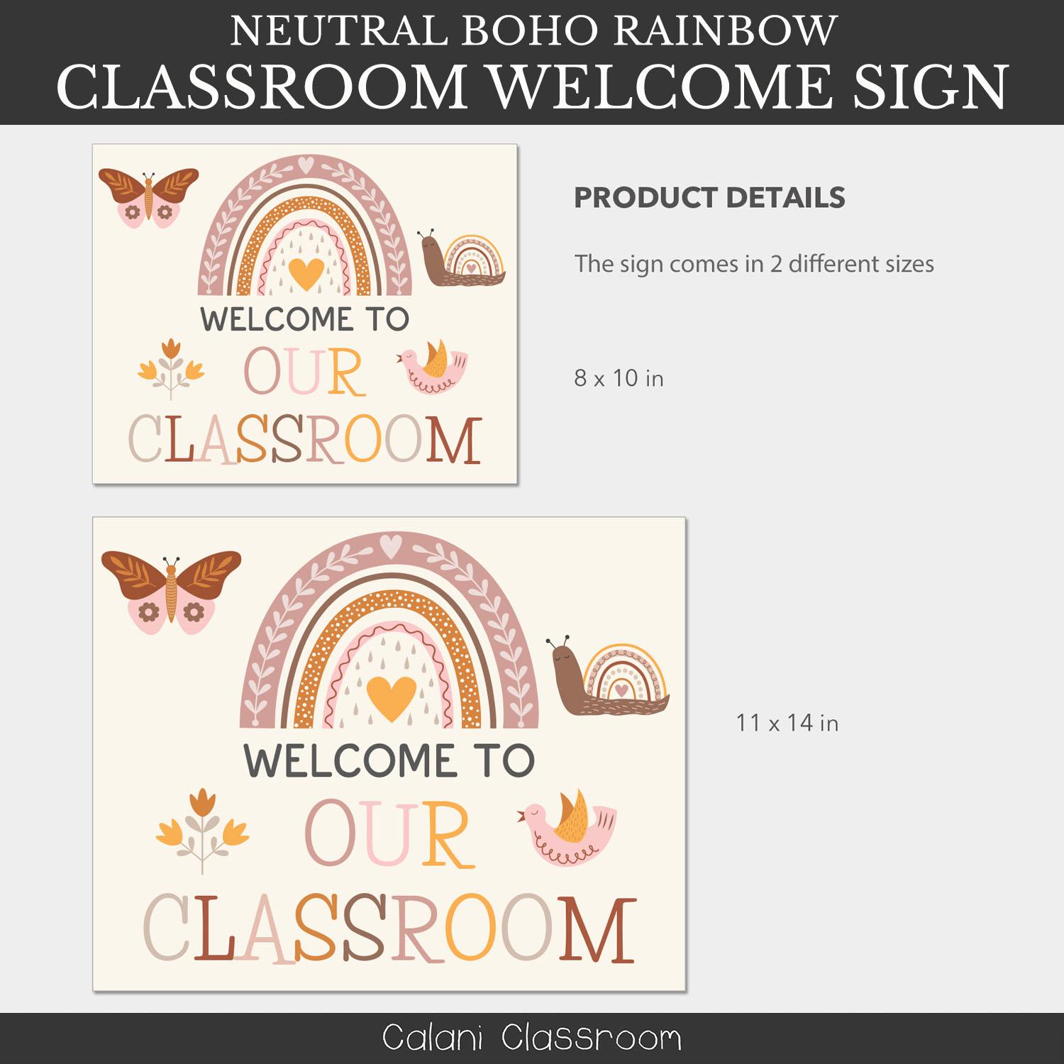 Classroom Welcome Sign, Boho Rainbow Classroom Door Sign, Welcome to ...