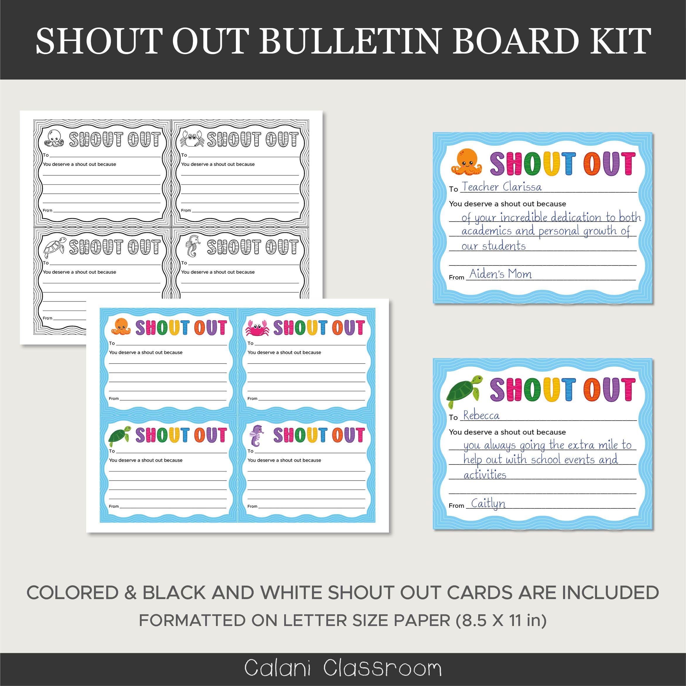 Staff Shout Out Bulletin Board Kit in Vibrant Ocean Theme (digital ...