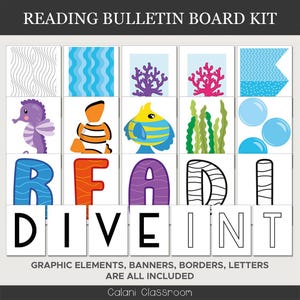 Reading Bulletin Board Kit, Classroom Bulletin Board, Dive Into Reading ...