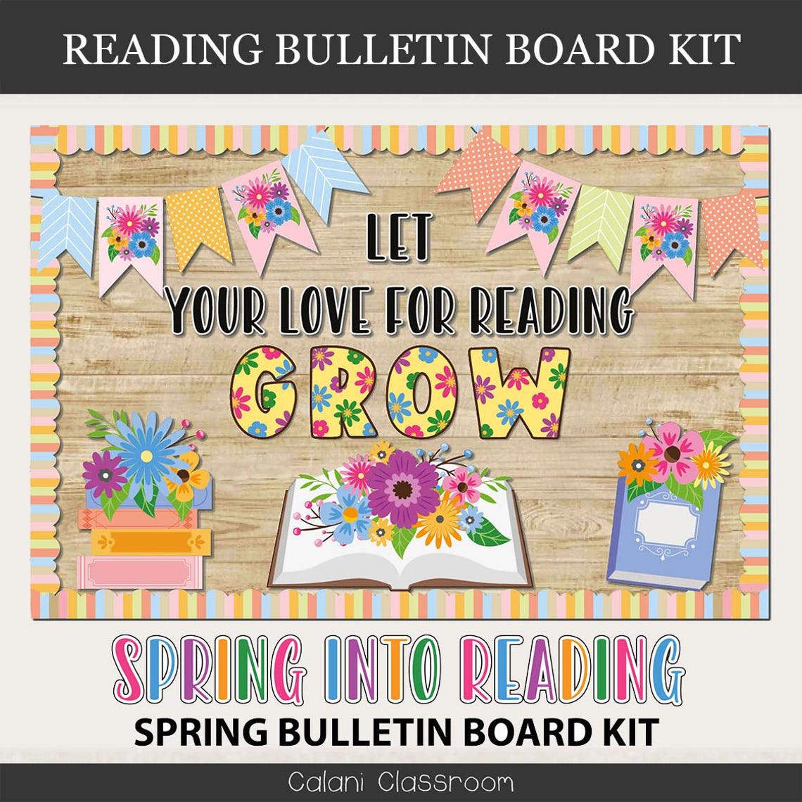 Reading Bulletin Board Kit, Classroom Bulletin Board, Spring Into Reading Bulletin Board ...