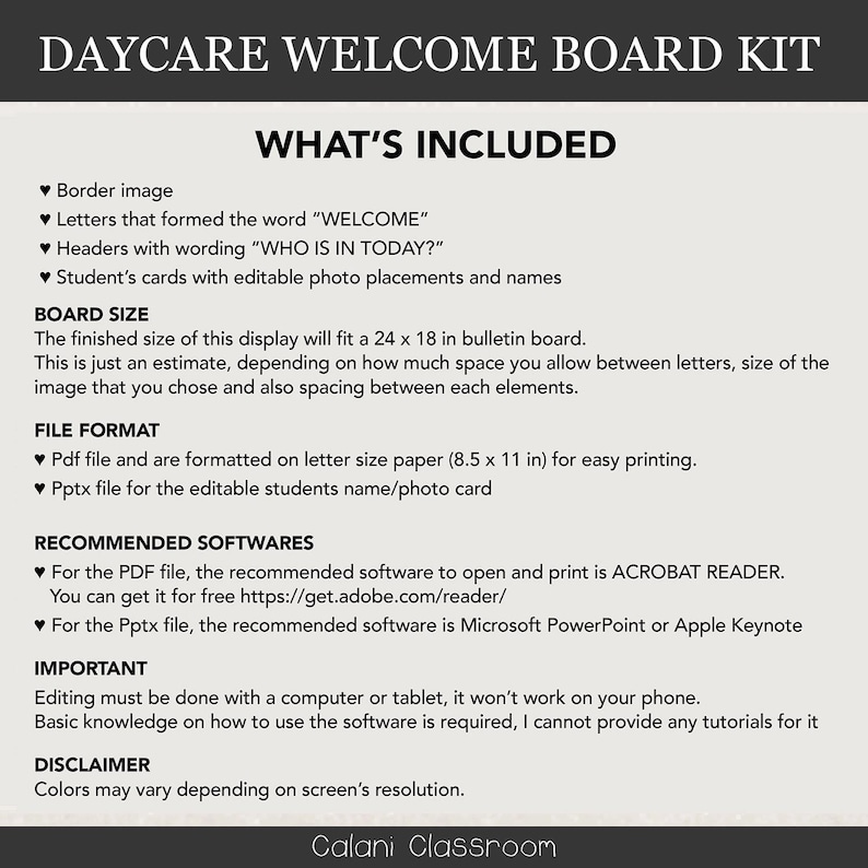 Daycare Bulletin Board Template, Daycare Welcome Board, Who is in Today ...