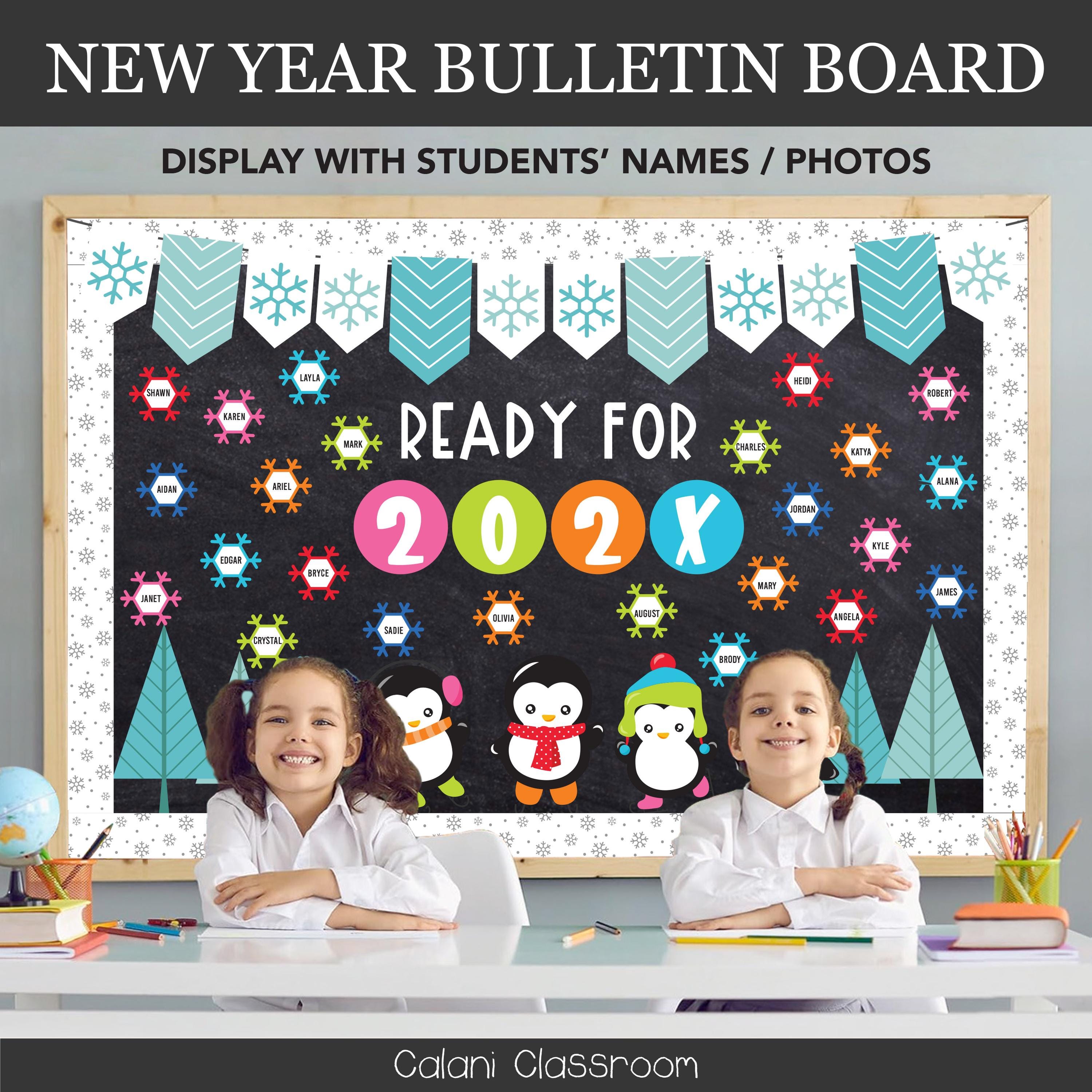 New Year Bulletin Board Kit in Skating Penguins Theme (digital Download ...