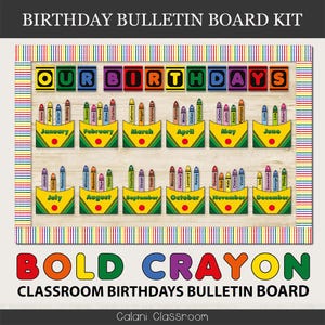 Birthday Bulletin Board for Classroom Decor in Crayon Theme (editable ...