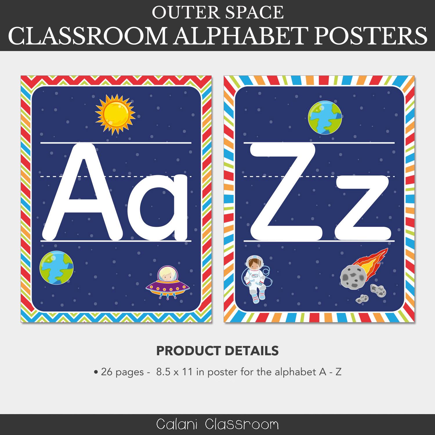 Alphabet Poster Classroom Decoration, Outer Space Classroom, ABC ...
