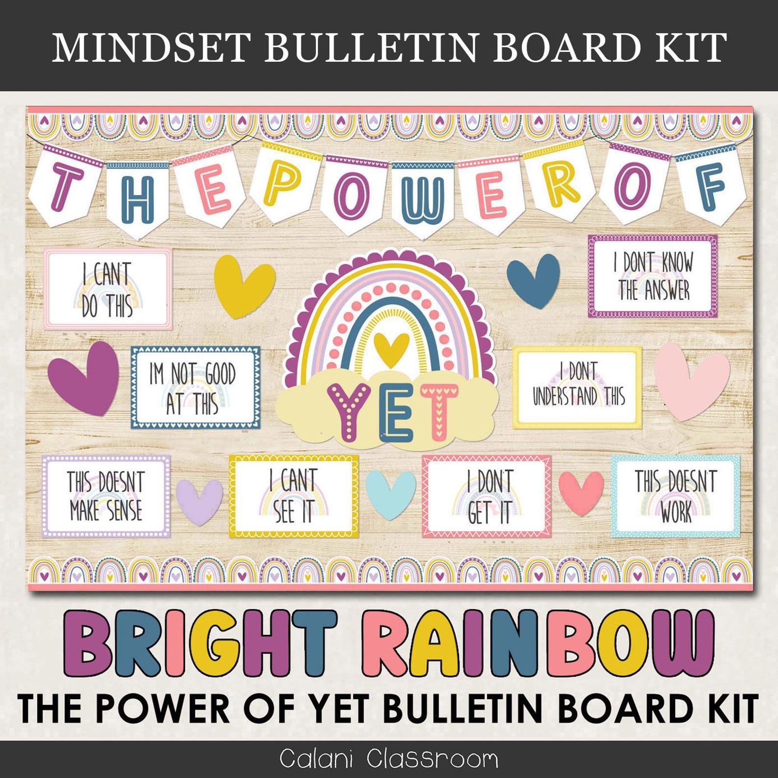 The Power of yet Bulletin Board Kit, Boho Rainbow Classroom Display ...