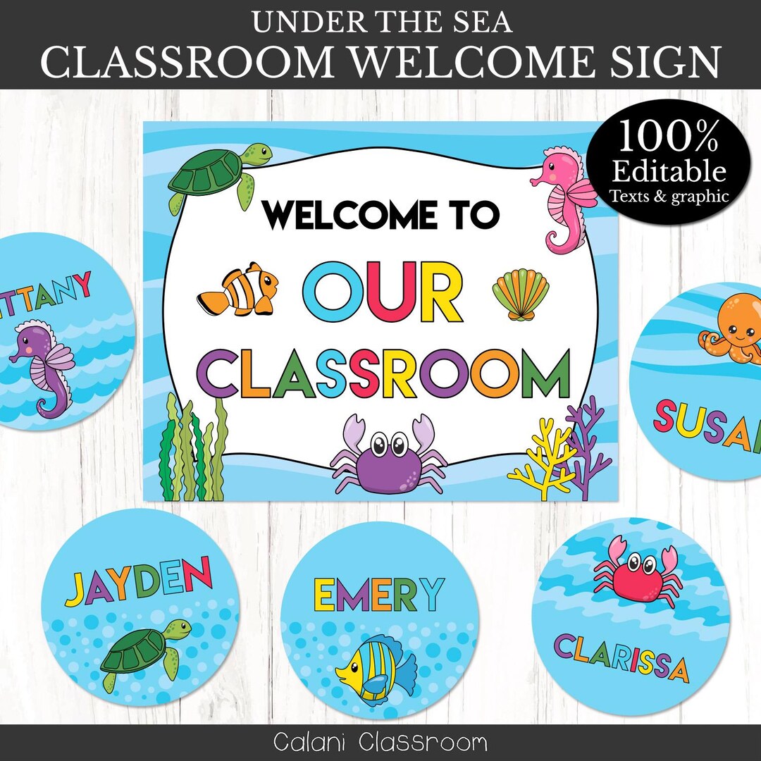 Classroom Welcome Sign, Ocean Classroom Door Sign, Welcome to Our ...