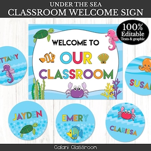 Classroom Welcome Sign, Ocean Classroom Door Sign, Welcome to Our ...