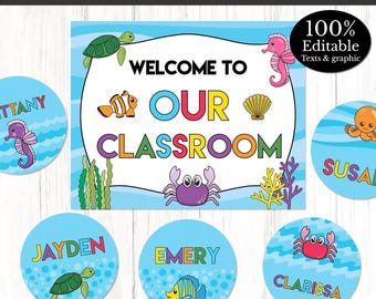 BEACHY BOHO Classroom Door Display, Customizable Display, Classroom ...