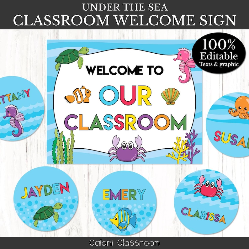 Classroom Welcome Sign, Ocean Classroom Door Sign, Welcome to Our ...