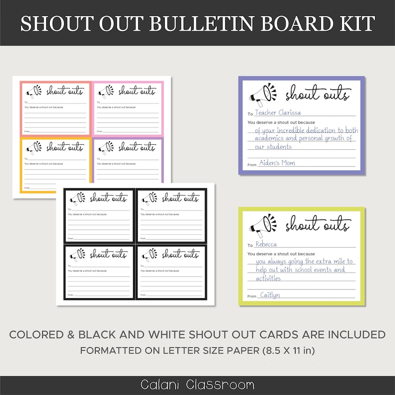 Staff Shout Out Bulletin Board Kit in Megaphone Varsity Theme (digital ...