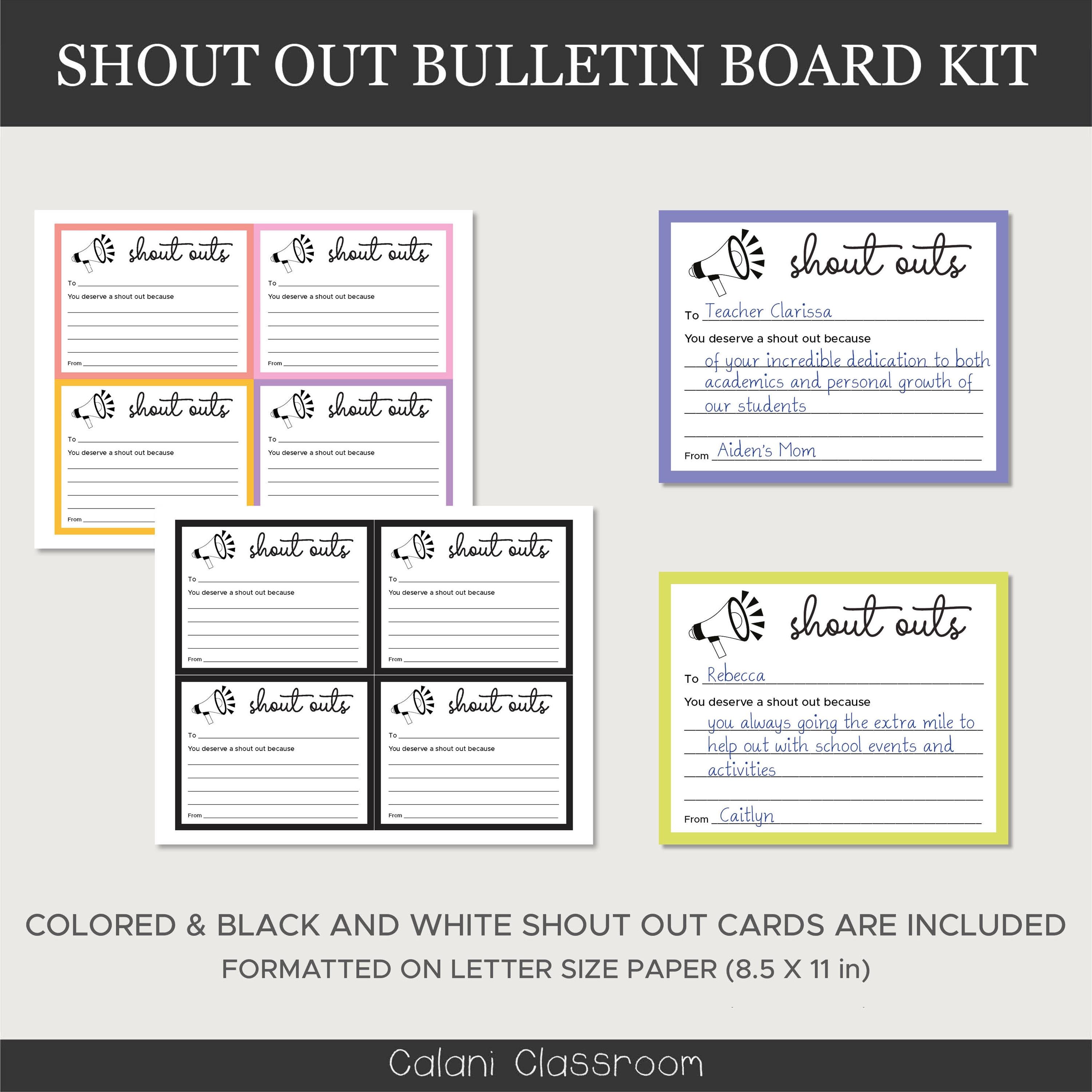 Staff Shout Out Bulletin Board Kit in Megaphone Varsity Theme (digital ...
