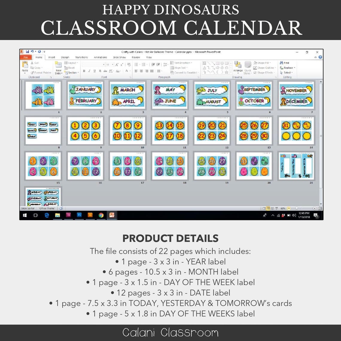 Calendar Classroom Decoration, Dinosaurs Classroom, Editable Classroom ...