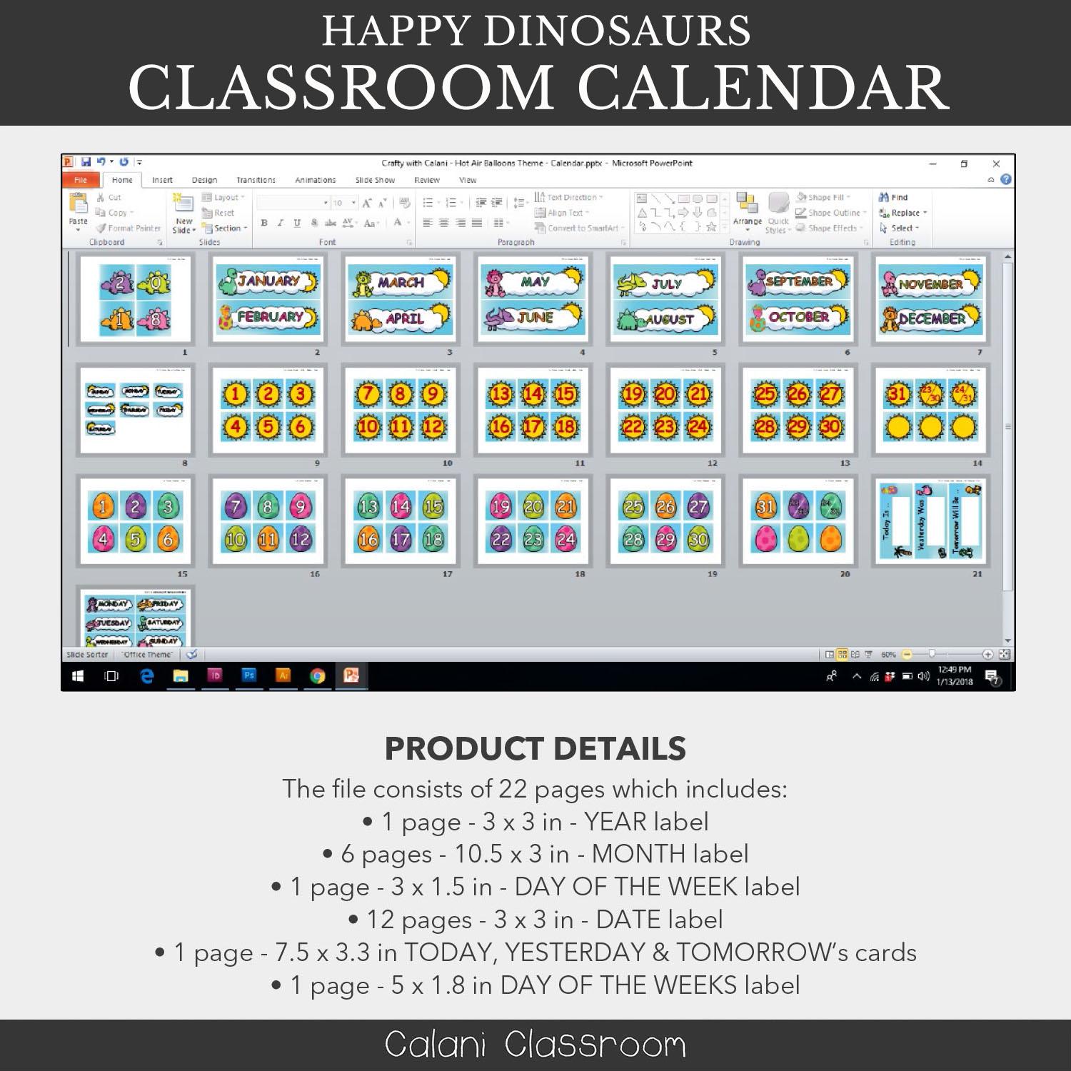 Calendar Classroom Decoration, Dinosaurs Classroom, Editable Classroom ...