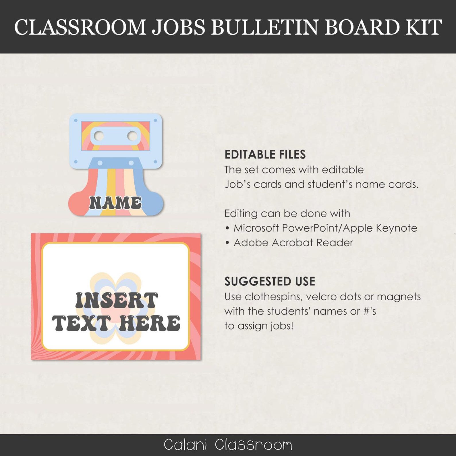 Groovy Classroom Jobs Display, Classroom Job Chart, Retro Groovy Job ...