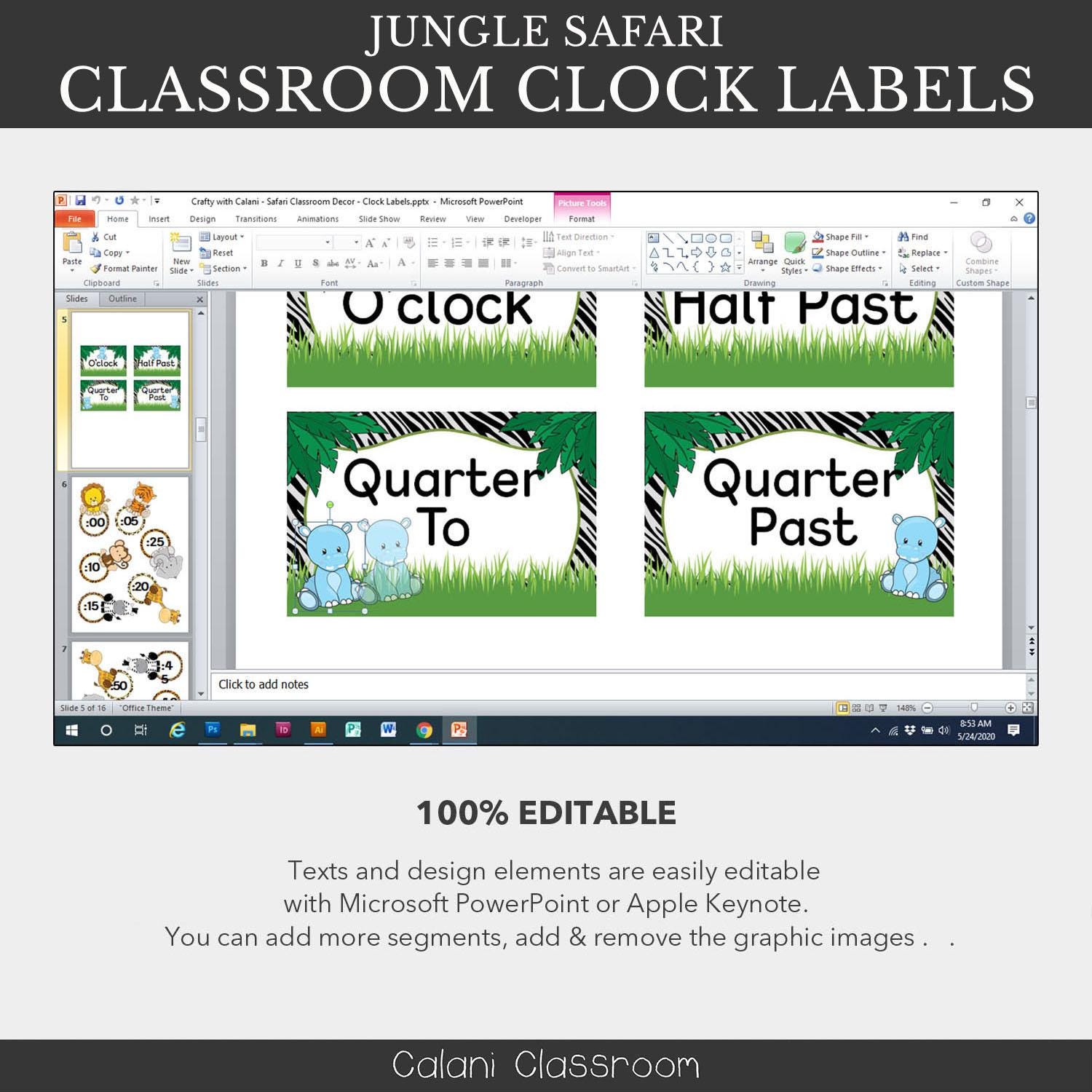 Clock Label Classroom Decoration, Jungle Classroom Theme, Telling Time ...