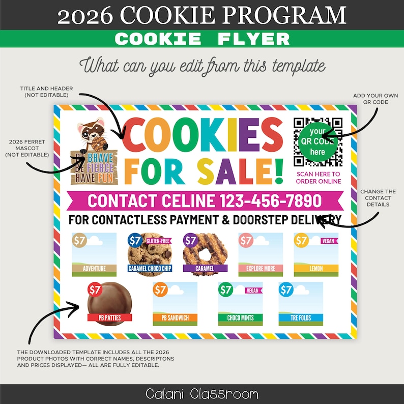 2026 Cookie Sales Flyer, DIY Editable Cookie Marketing Kit for Scout ...