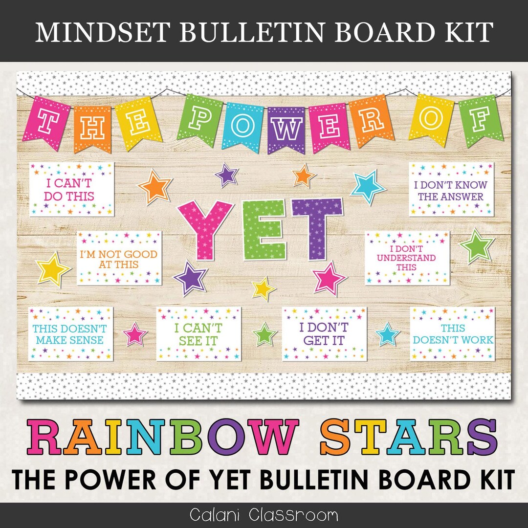 The Power of yet Bulletin Board Kit, Rainbow Star Classroom Display ...