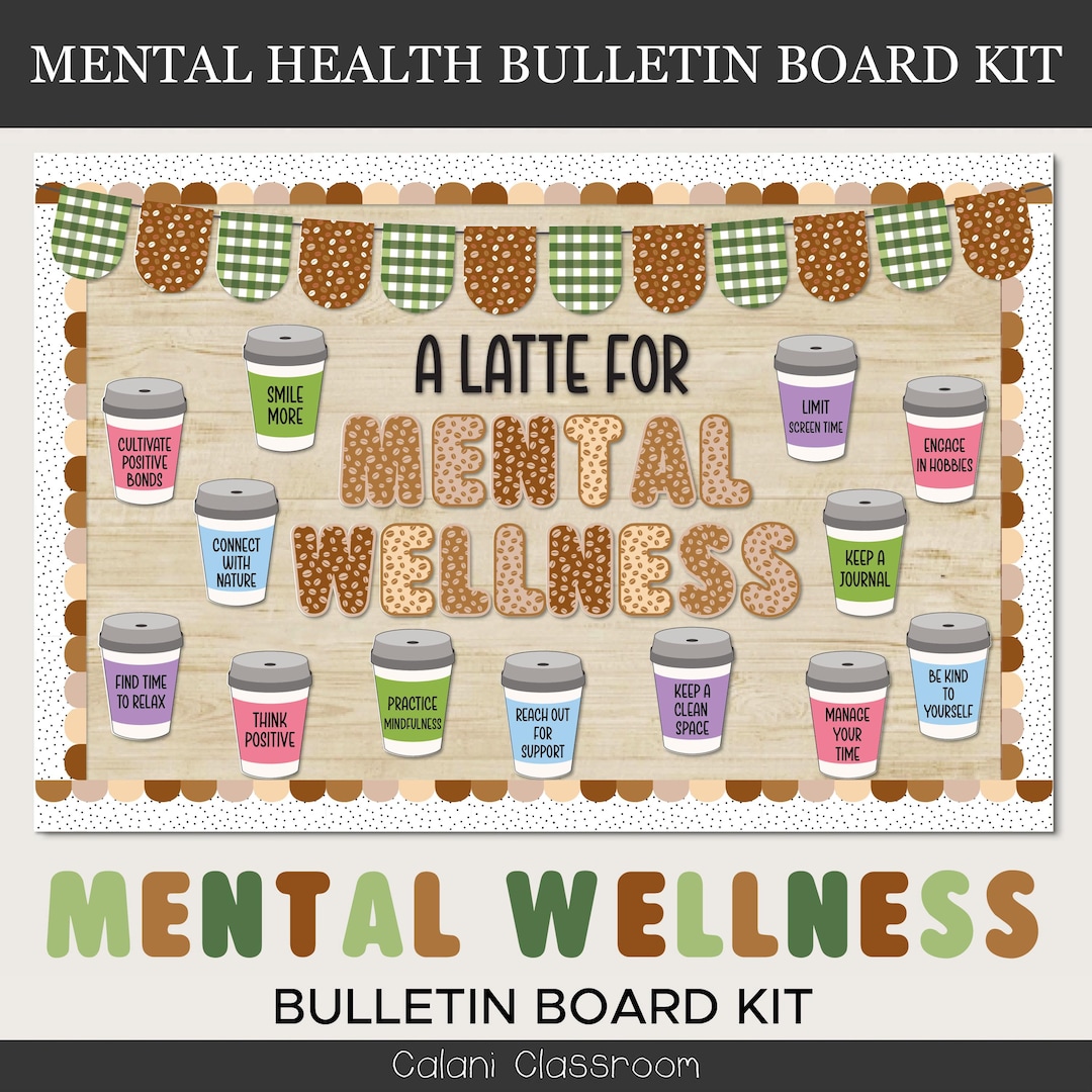 Mental Health Bulletin Board Kit, Mental Wellness Habits, Classroom ...