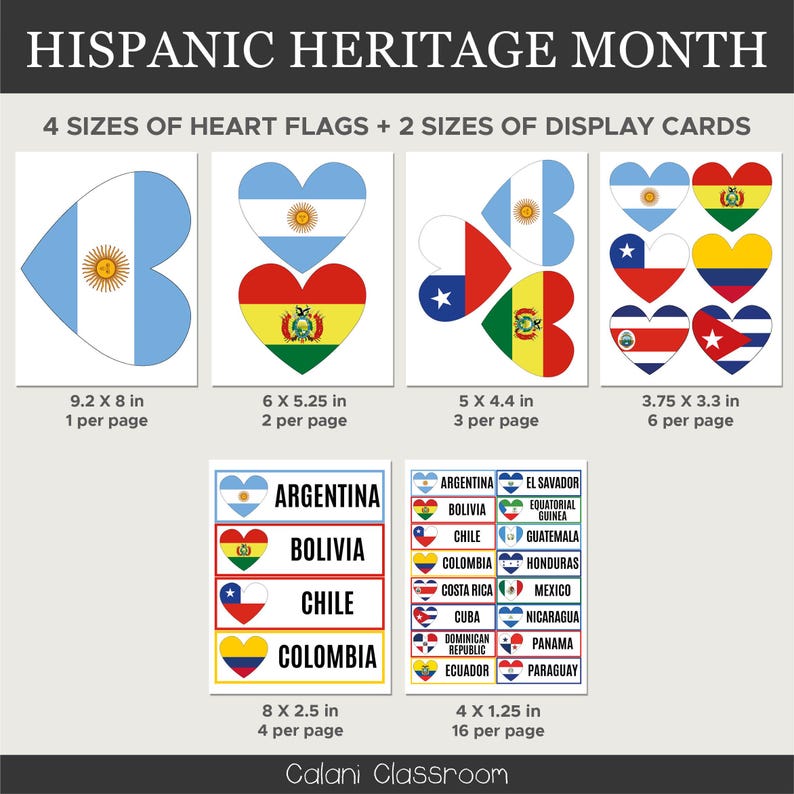 Hispanic Heritage Month, Hispanic Country Flags, Hispanic Country Heart ...