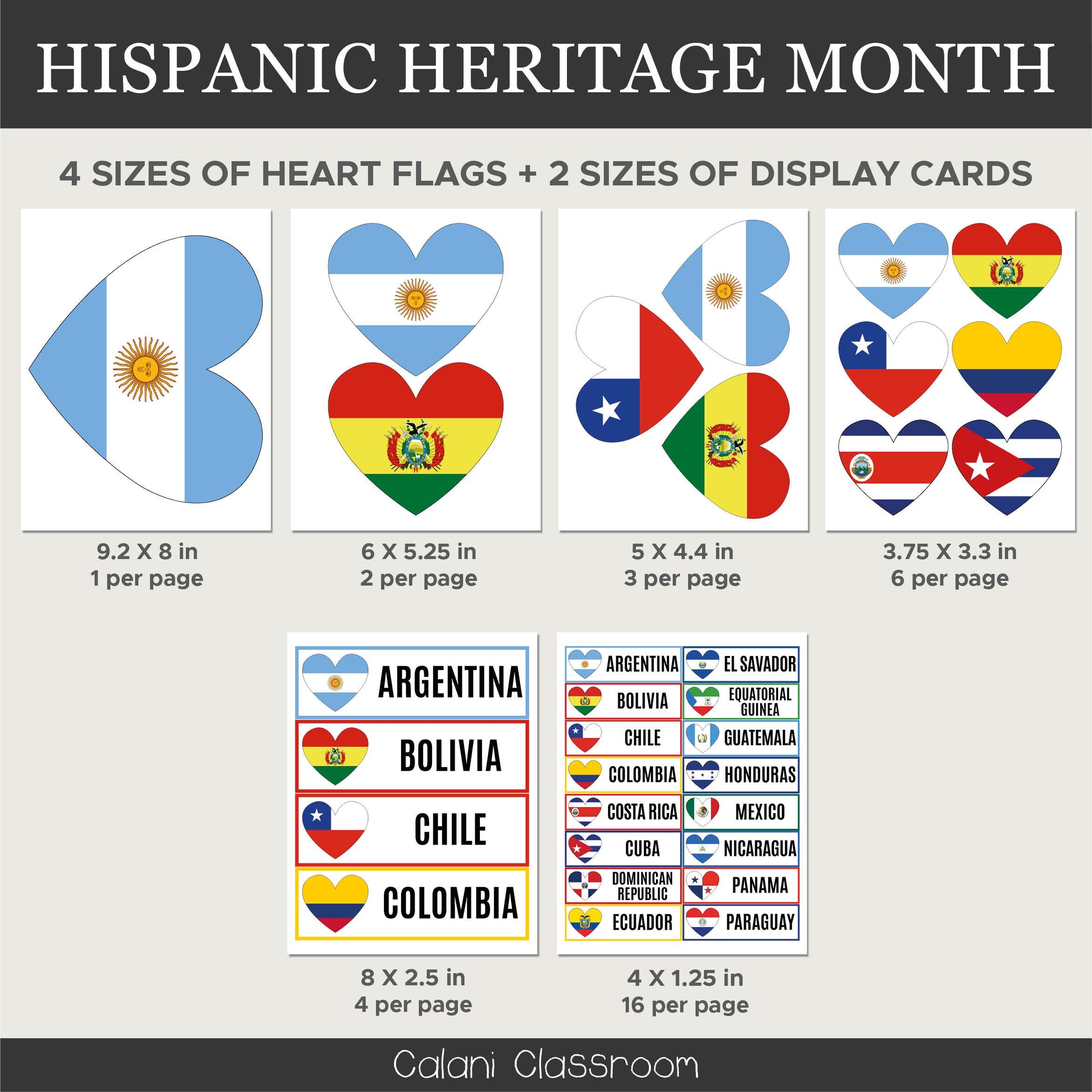 Hispanic Heritage Month, Hispanic Country Flags, Hispanic Country Heart ...