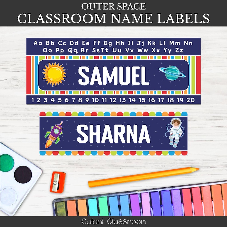 Classroom Name Plate Label, Outer Space Classroom Theme, Space Name ...