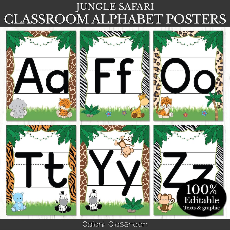 Alphabet Poster Classroom Decoration, Safari Classroom Theme, ABC ...