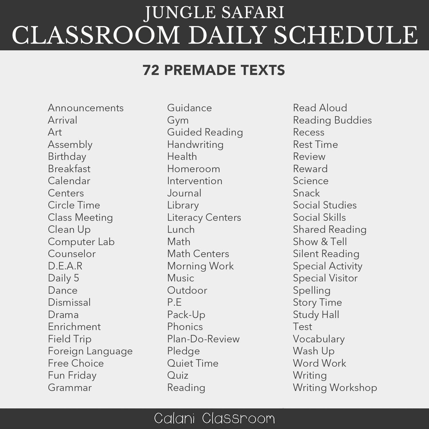 Classroom Schedule Cards With Clock, Jungle Safari Classroom, Editable ...