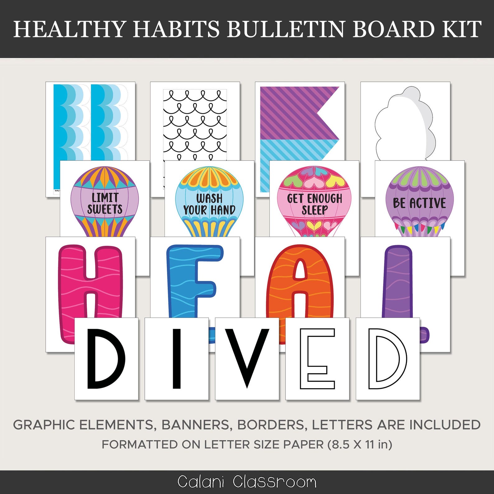 Healthy Habits Bulletin Board Kit, Healthy Habits School, Classroom ...