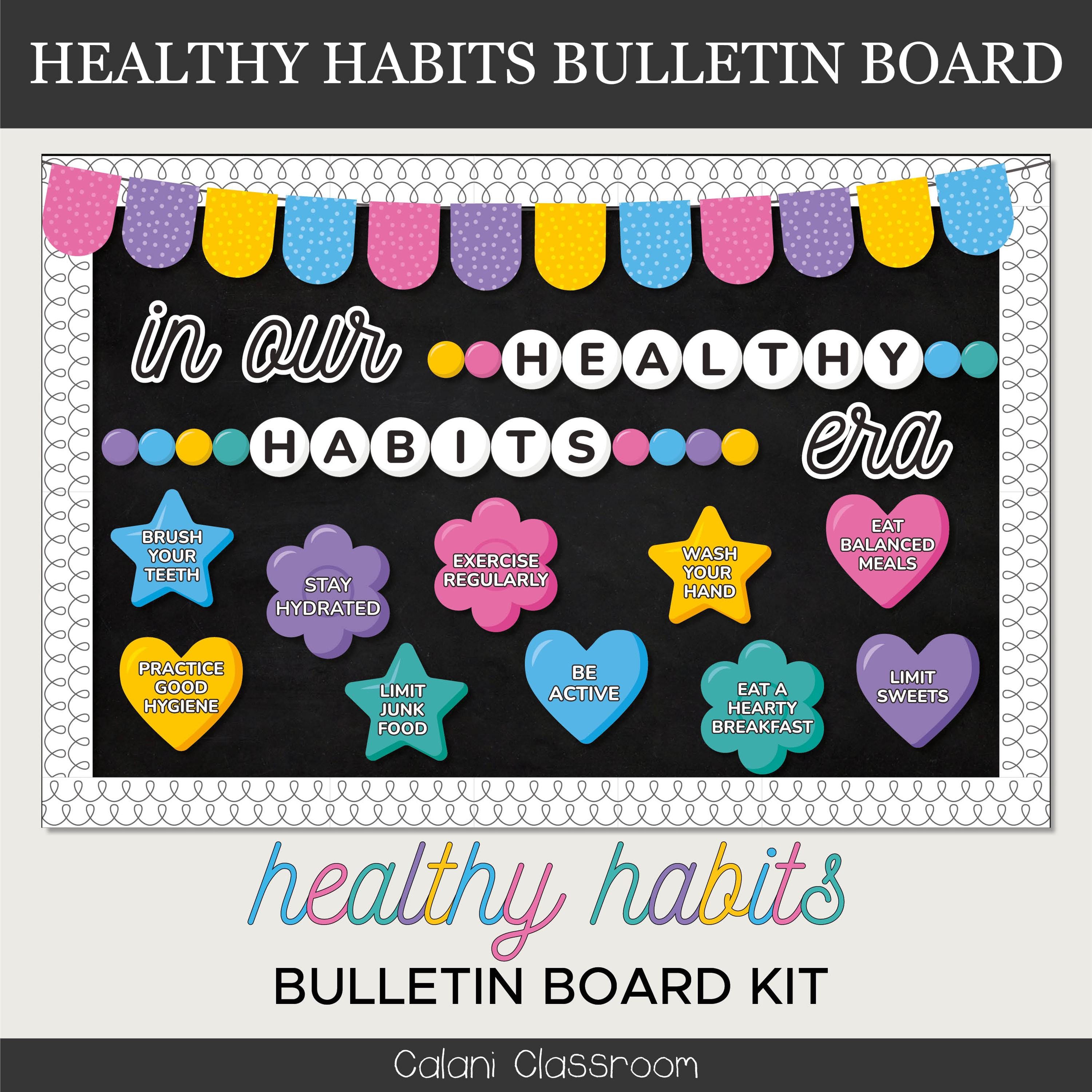 Healthy Habits Bulletin Board Kit, Nurse Office Decor, Friendship ...