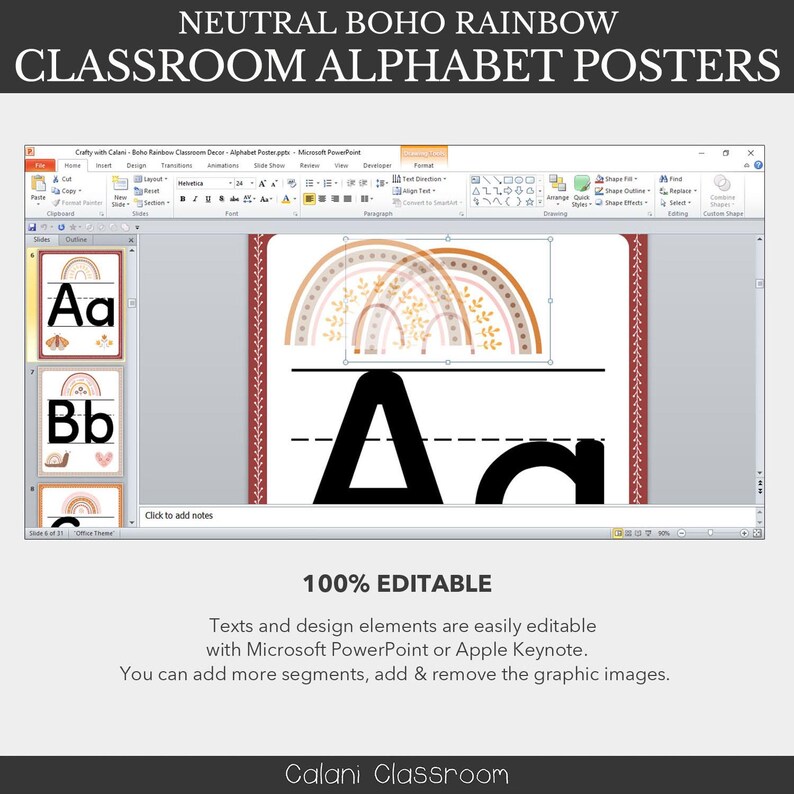 Alphabet Poster Classroom Decoration, Boho Rainbow Classroom, ABC ...
