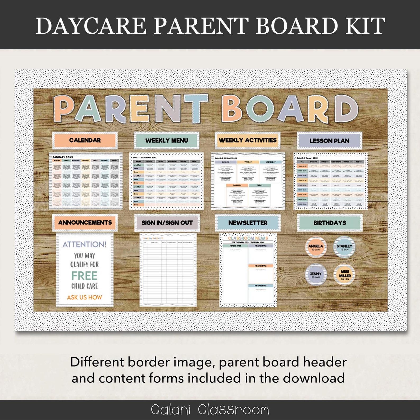 Daycare Parent Board, Childcare Bulletin Board Template, Parent Info ...