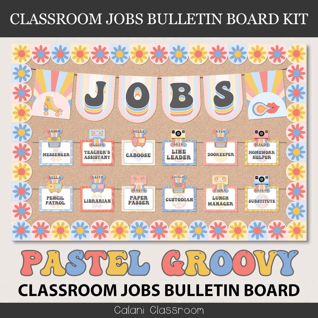 Groovy Classroom Jobs Display, Classroom Job Chart, Retro Groovy Job ...