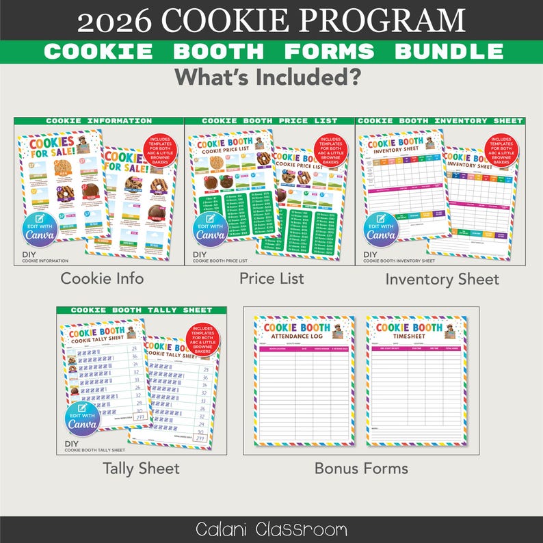 2026 Cookie Booth Forms Bundle, DIY Editable Cookie Marketing Kit for ...