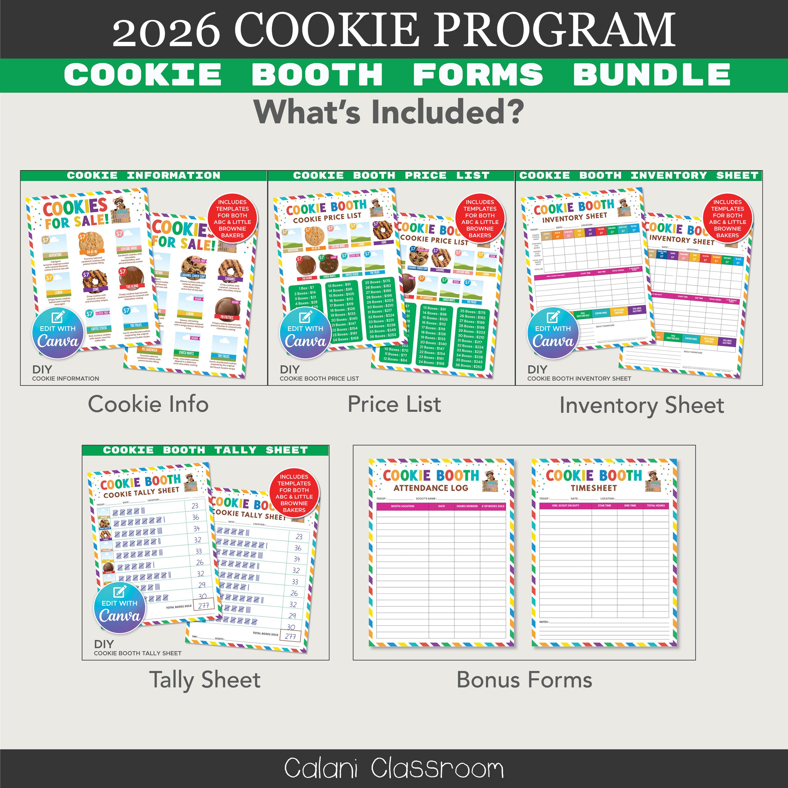 2026 Cookie Booth Forms Bundle, DIY Editable Cookie Marketing Kit for ...