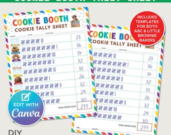 2026 Cookie Booth Tally Sheet, DIY Editable Cookie Marketing Kit for ...