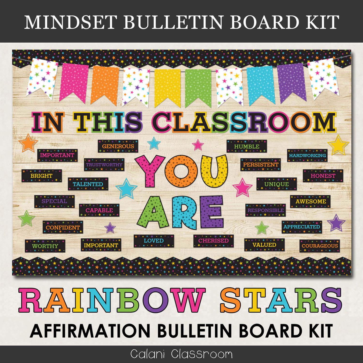 Positive Affirmation Bulletin Board, Classroom Door Decor, Rainbow ...