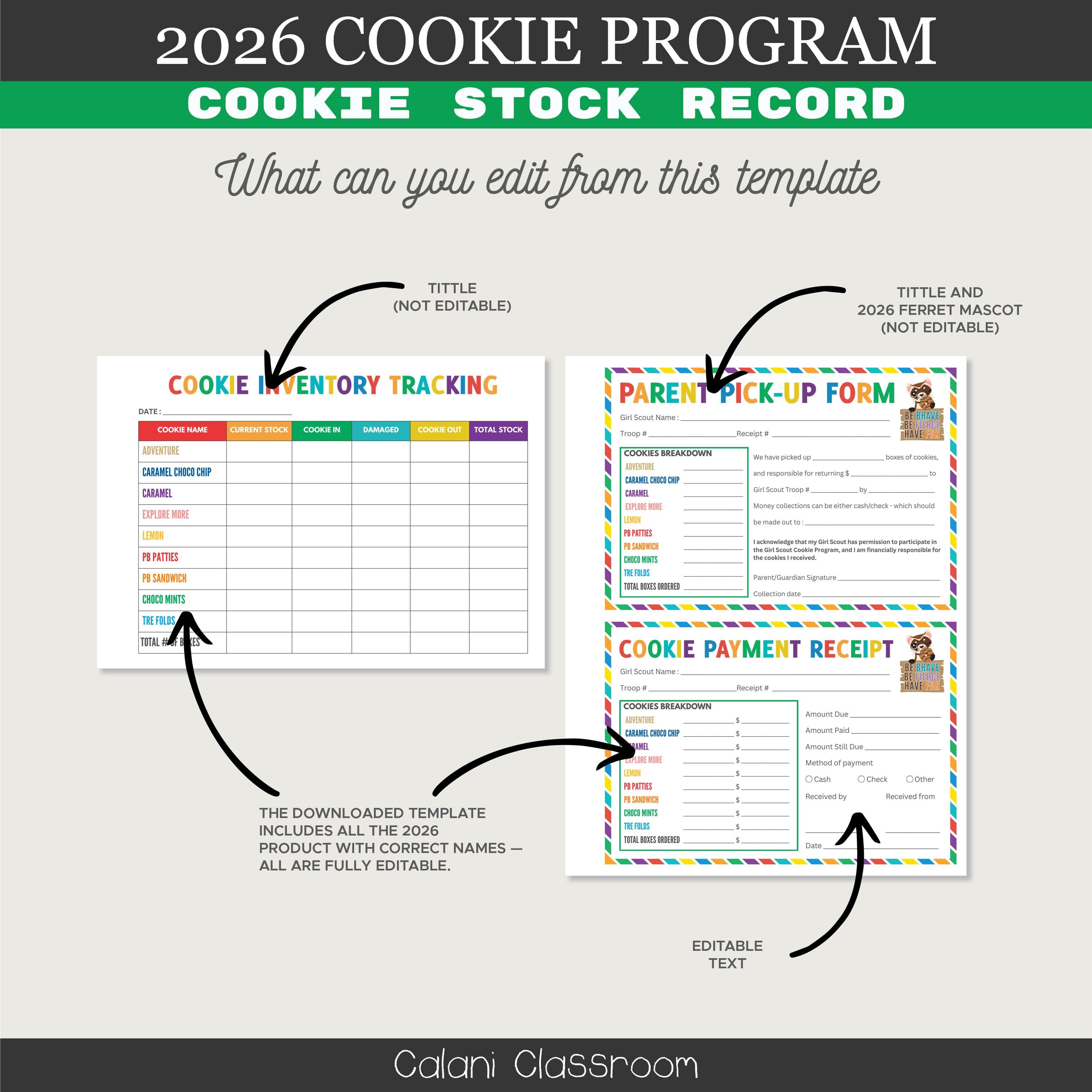 2026 Cookie Stock Tracker, DIY Editable Cookie Marketing Kit for Troop ...