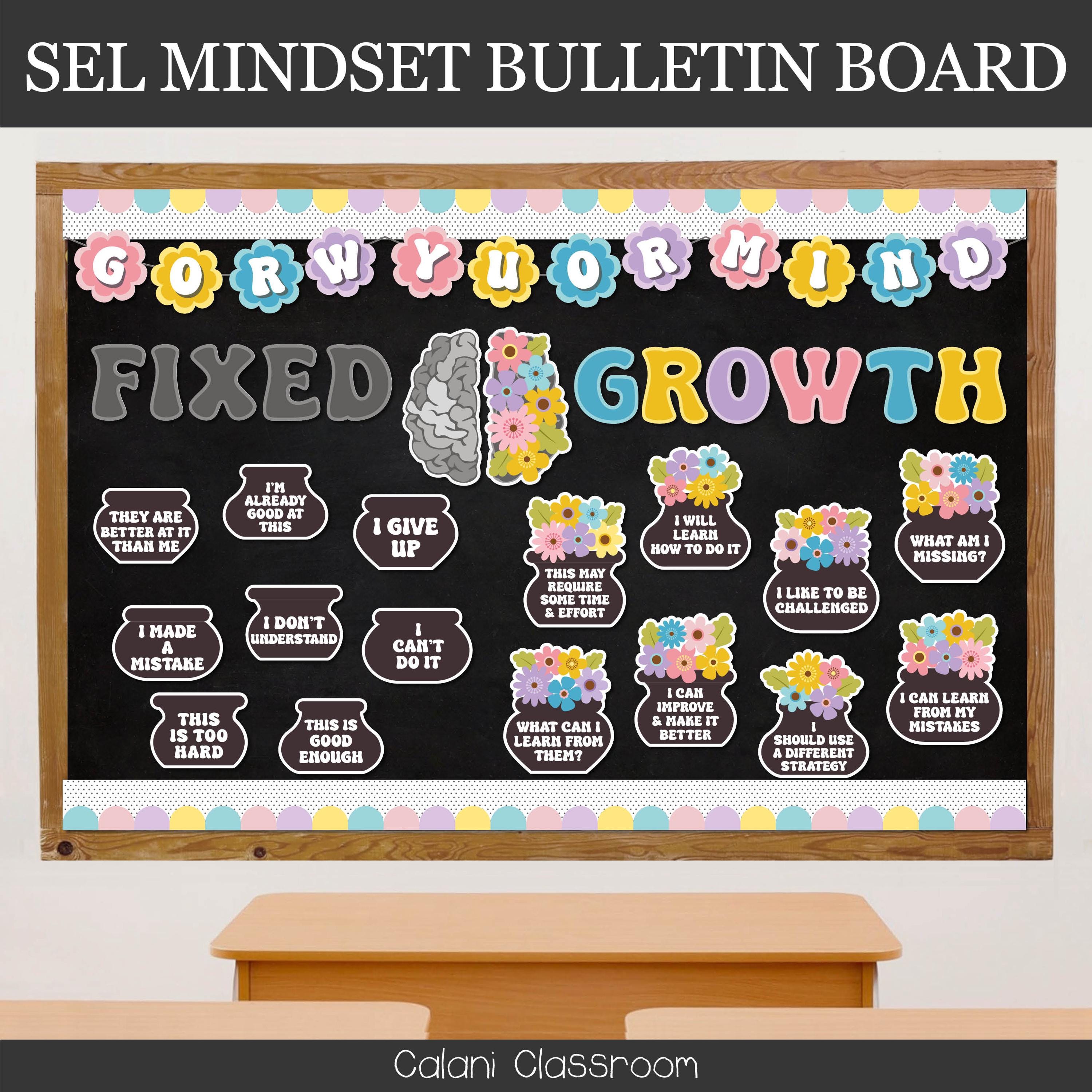 Growth Mindset Bulletin Board Kit in Flower Design, Change Your Mindset ...