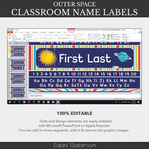 Classroom Name Plate Label, Outer Space Classroom Theme, Space Name ...