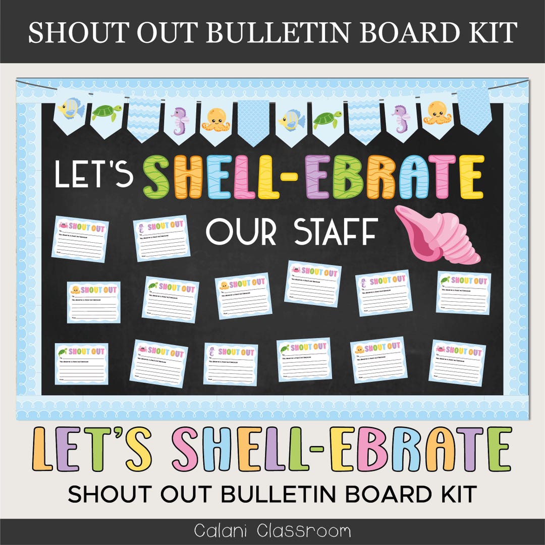 Staff Shout Out Bulletin Board Kit in Pastel Ocean Theme (digital ...