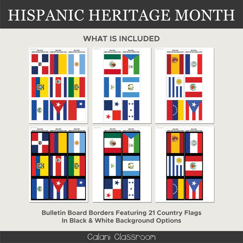 Hispanic Heritage Month Bulletin Board, Hispanic Country Flags ...