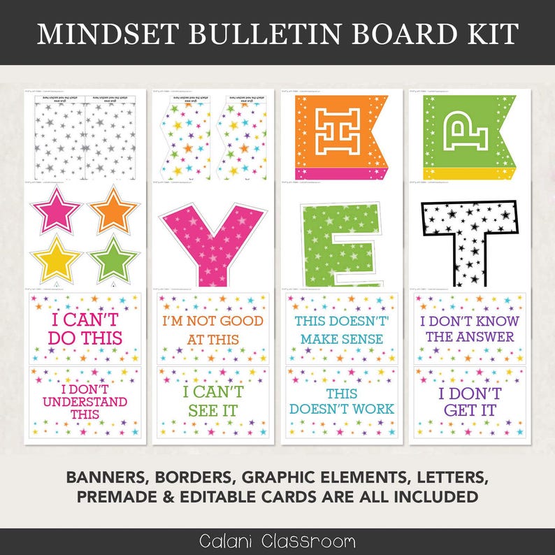 The Power of yet Bulletin Board Kit, Rainbow Star Classroom Display ...