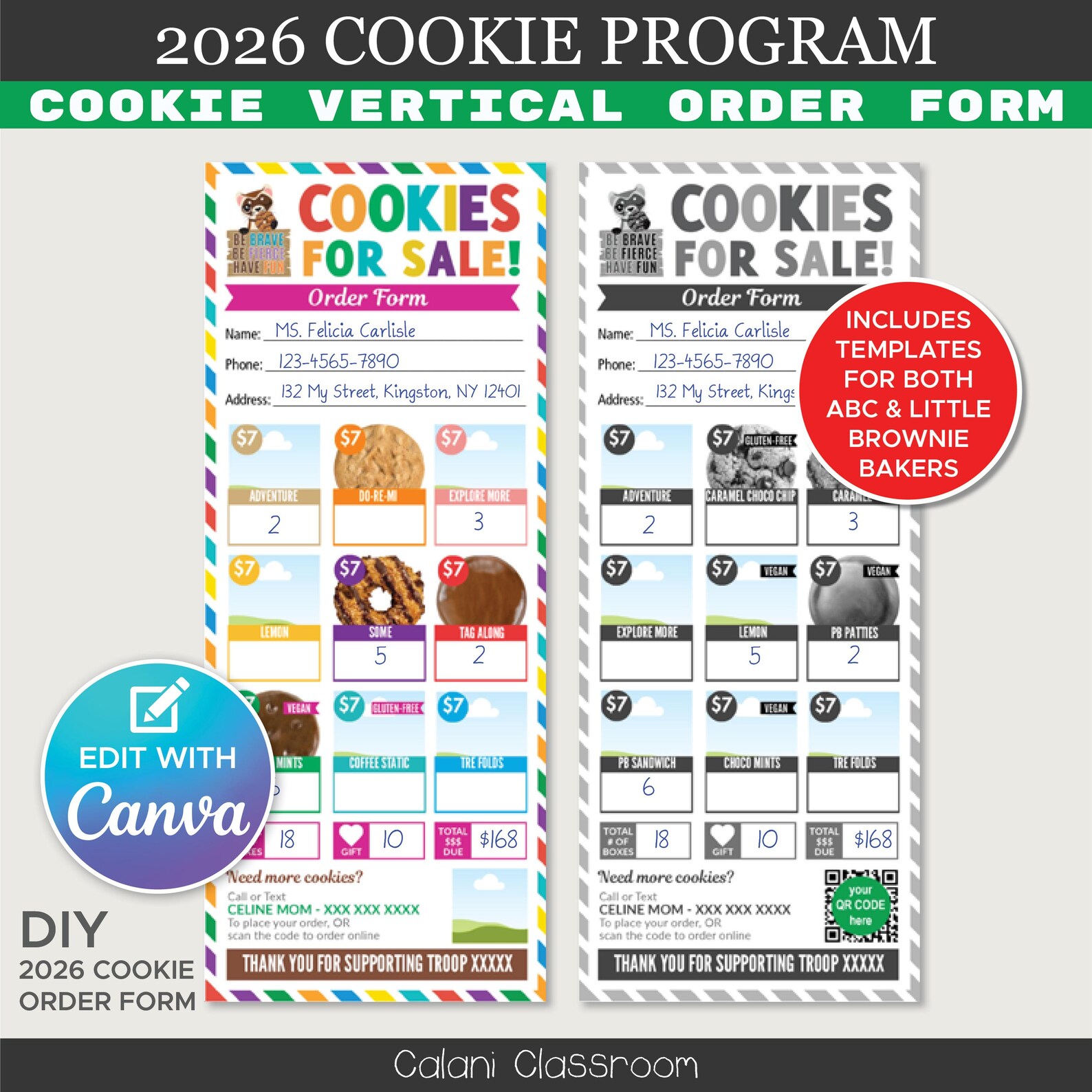 2026 Cookie Order Form, DIY Editable Cookie Marketing Kit for Scout ...