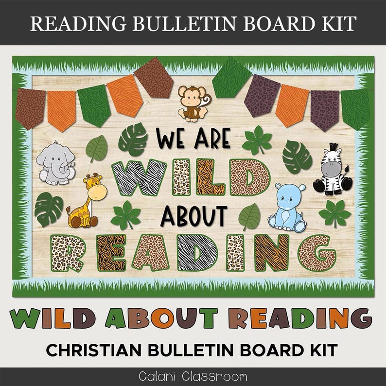 Reading Bulletin Board Kit, Classroom Bulletin Board, Wild About ...