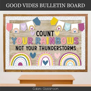 Rainbow of Possibilities Bulletin Board Kit, Boho Rainbow Classroom ...