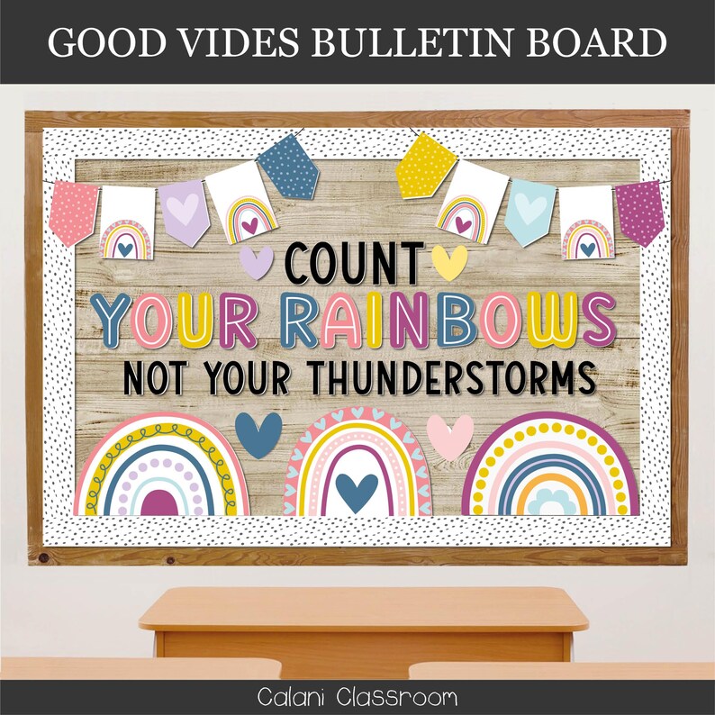 Rainbow of Possibilities Bulletin Board Kit, Boho Rainbow Classroom ...