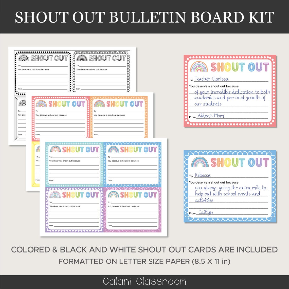 Staff Shout Out Bulletin Board Kit in Pastel Boho Rainbow Theme ...