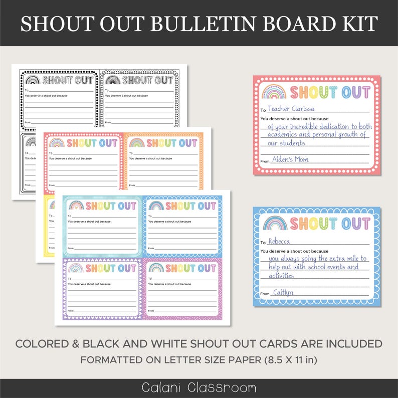 Staff Shout Out Bulletin Board Kit in Pastel Boho Rainbow Theme ...