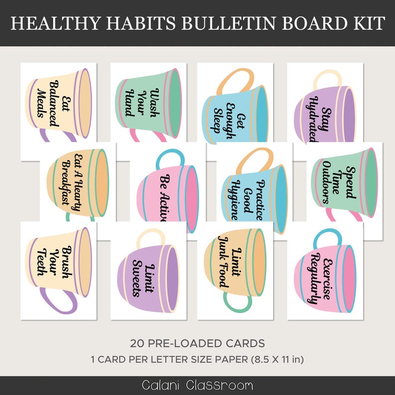 Healthy Habits Bulletin Board Kit, Healthy Habits School, Classroom ...